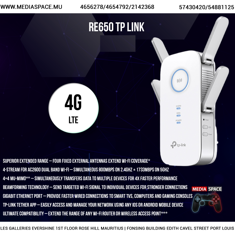 TP-Link AC2600 WiFi Extender(RE650) - MediaSpace