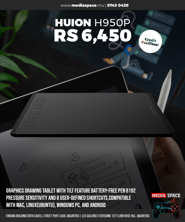 Huion Inspiroy H950P Graphics Drawing Tablet with Tilt Feature Battery ...