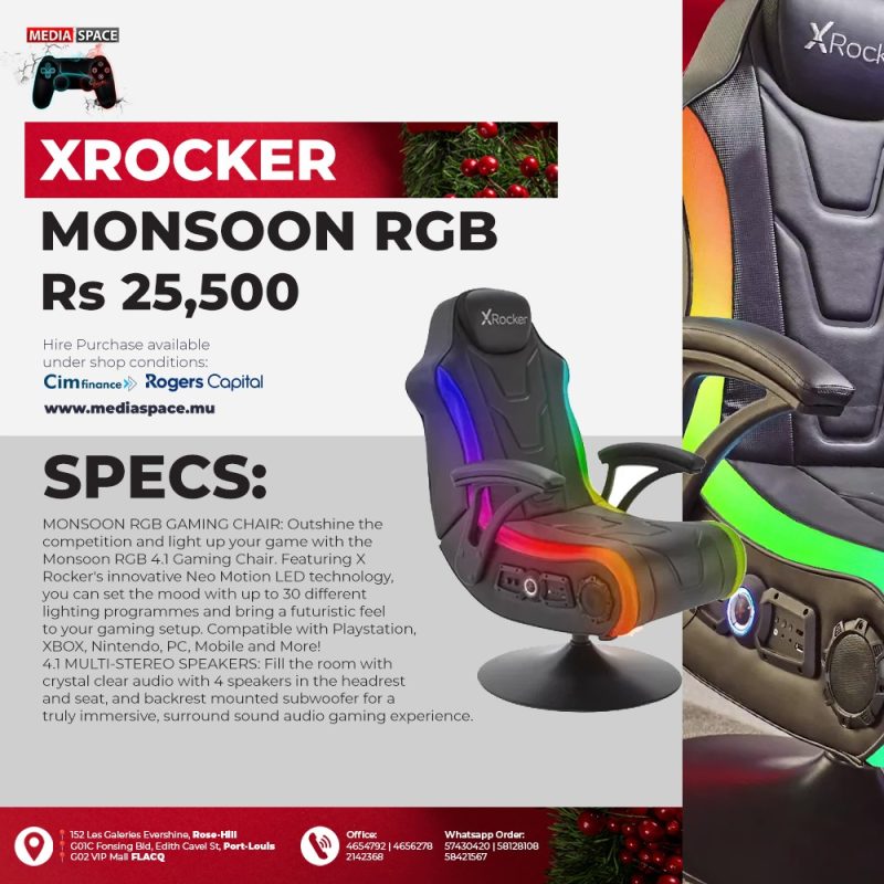 X-Rocker Monsoon RGB 4.1 Audio Gaming Chair with Neo Motion RGB LED ...