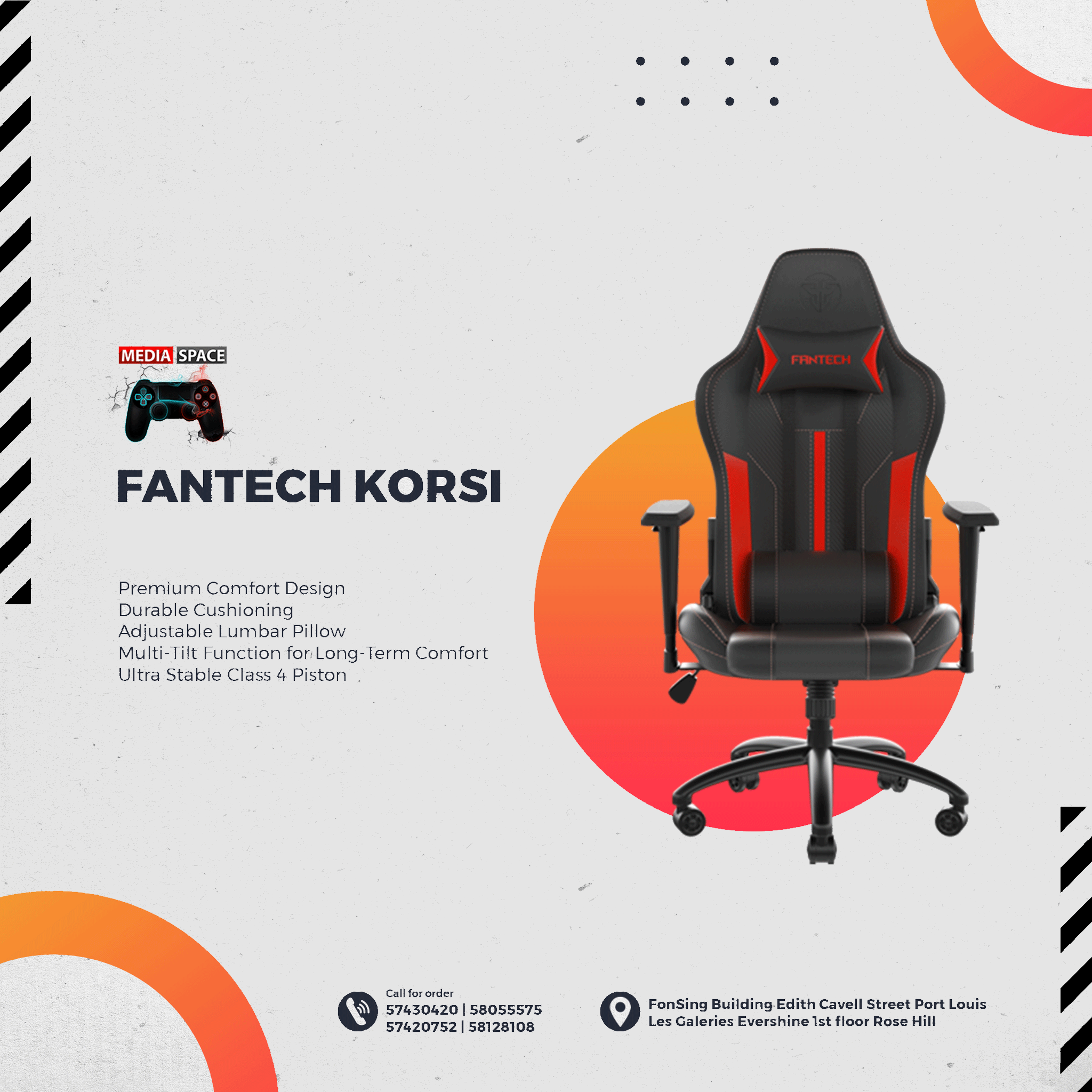 FANTECH KORSI GC191 GAMING CHAIR - Crimson Red - MediaSpace