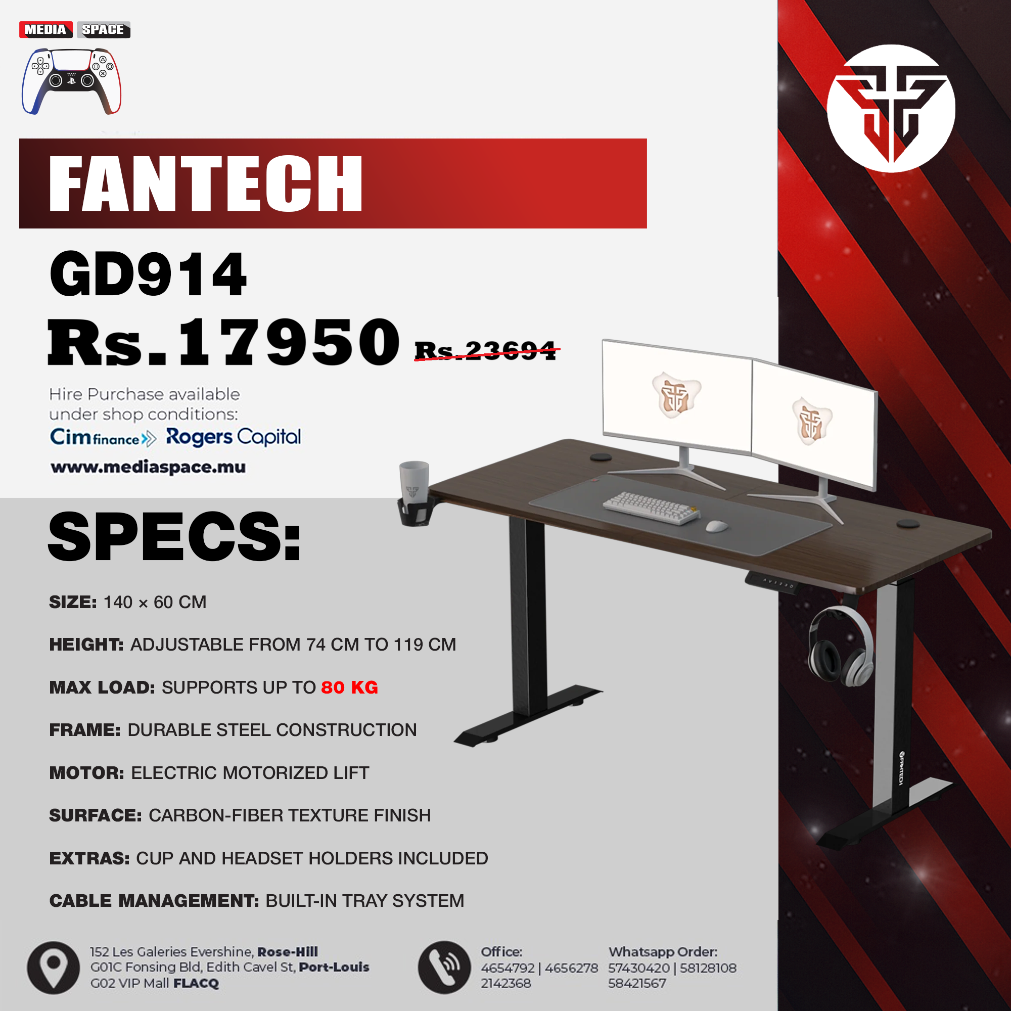 Fantech GD914 Gaming Desk - MediaSpace