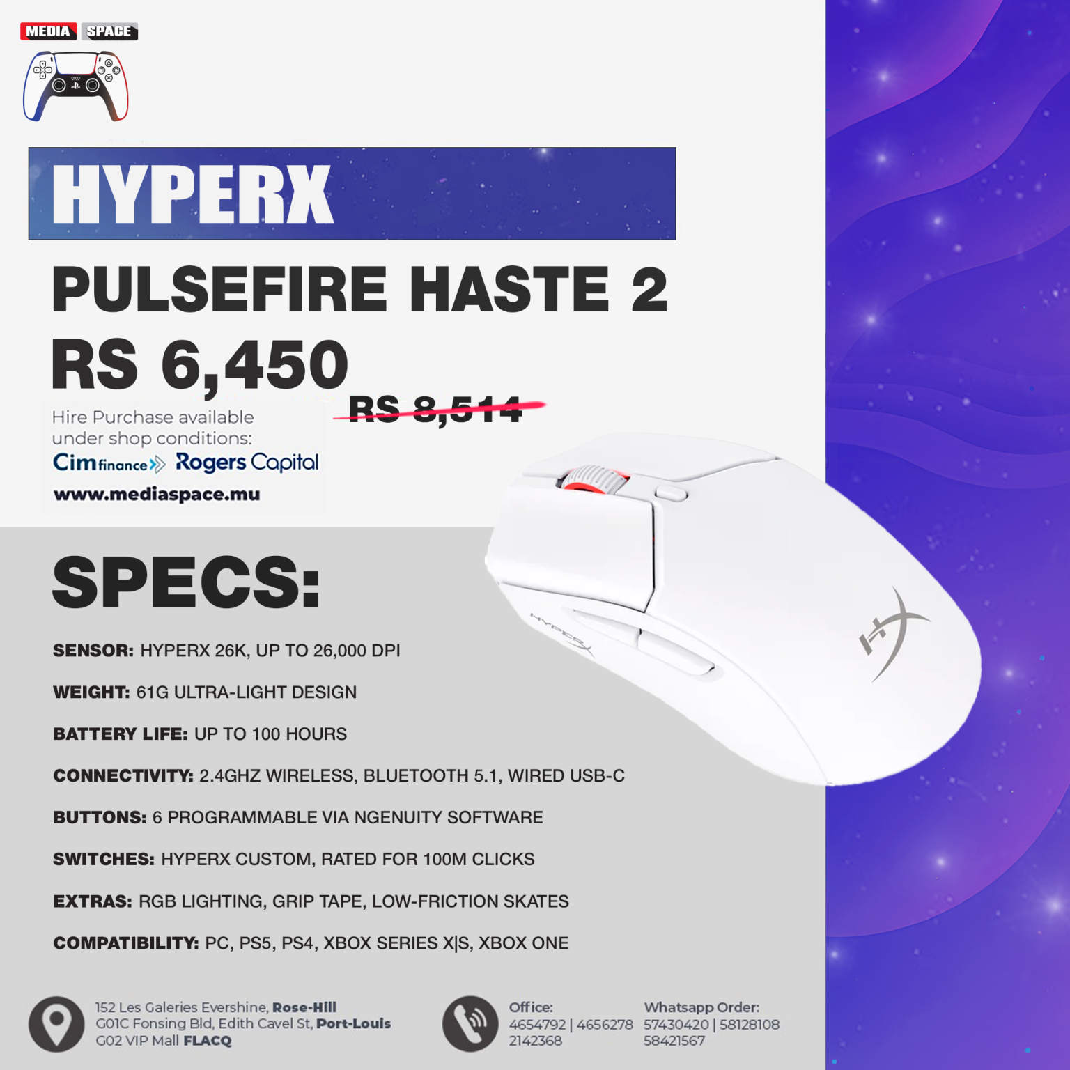 HyperX Pulsefire Haste 2 – Wireless Gaming Mouse- Ultra Lightweight ...