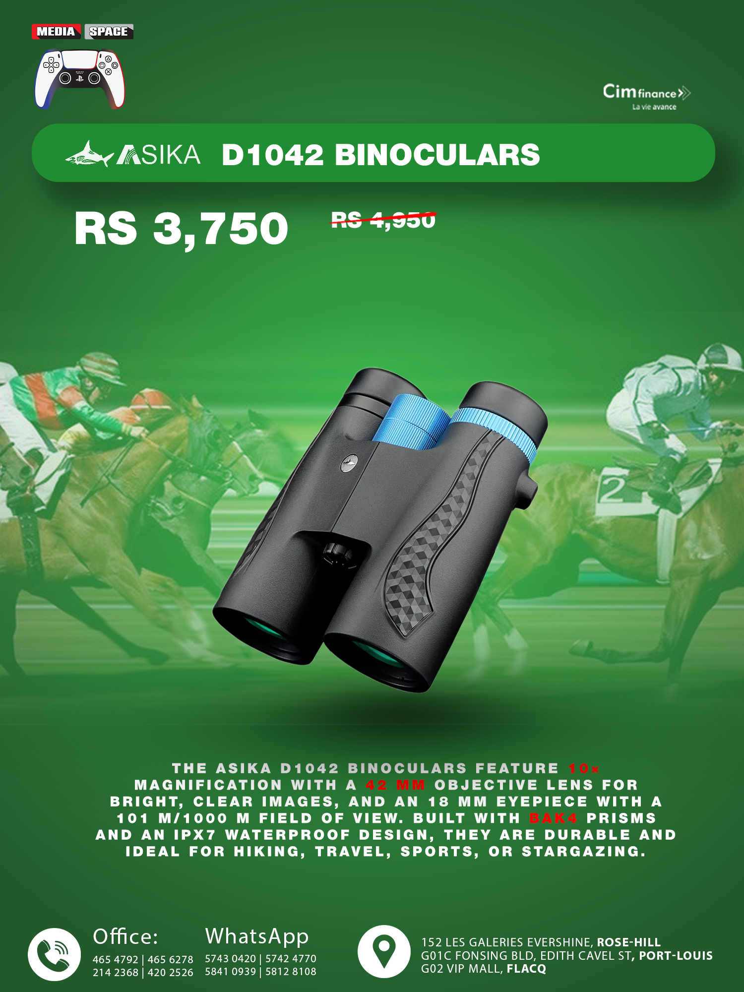 Asika Powerful Binoculars 10X42 Model D1042 - MediaSpace