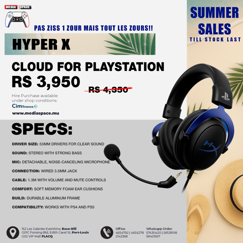 HyperX Cloud Gaming Headset PlayStation Official Licensed Product, for ...