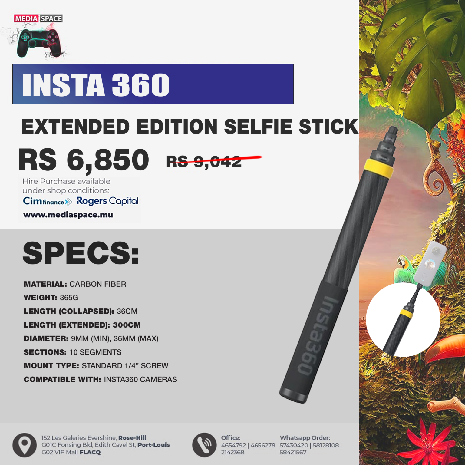 Insta360 X3 X4 New Version 3m Ultra-long Extended Edition Carbon Fiber ...