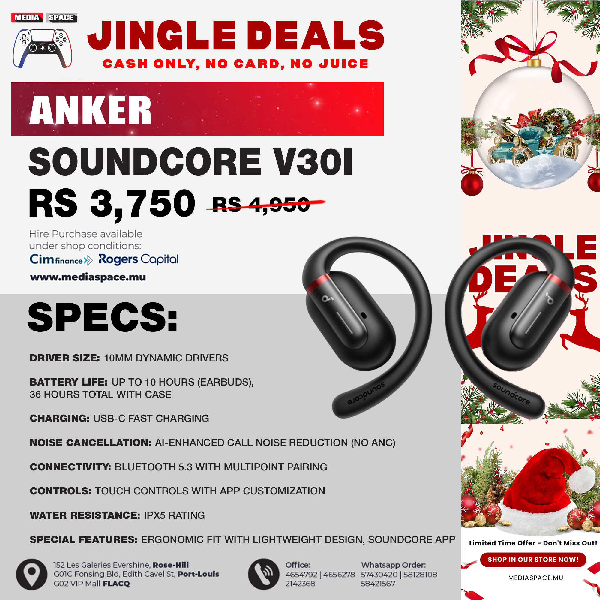 Soundcore by Anker V30i Open-Ear Headphones, Ultra-Comfort, Lightweight ...
