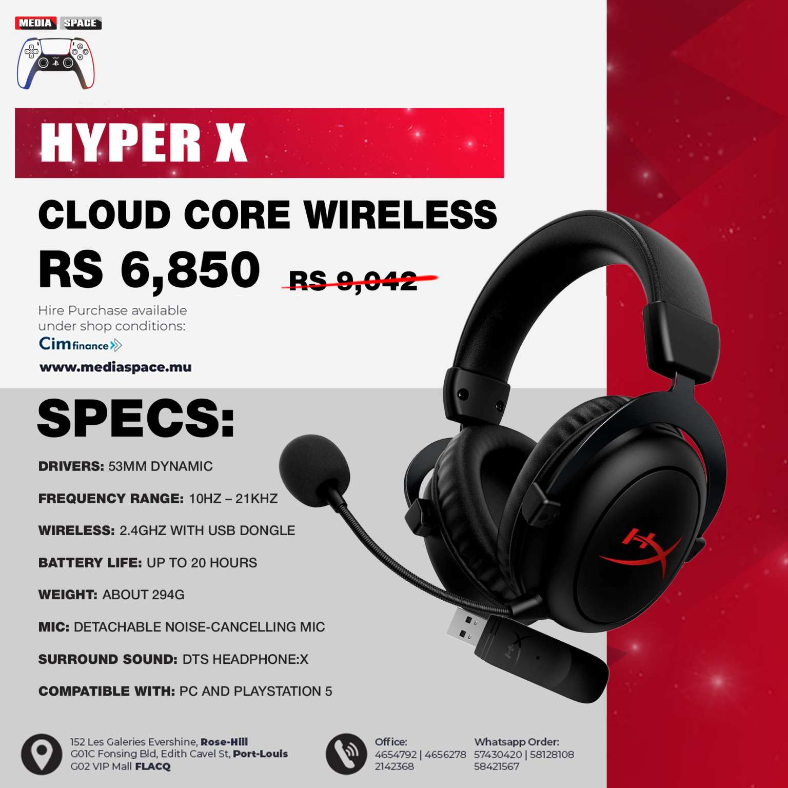 HyperX Cloud X - CLOUD CORE WIRELESS - MediaSpace