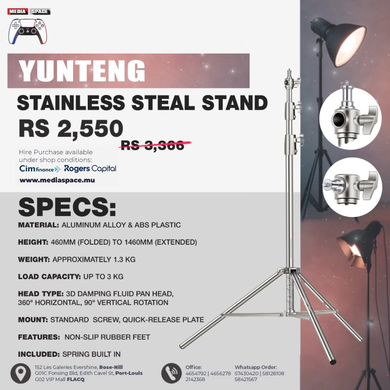 110inch 2.8m Heavy Duty Silver Stand Foldable and Portable Stainless ...