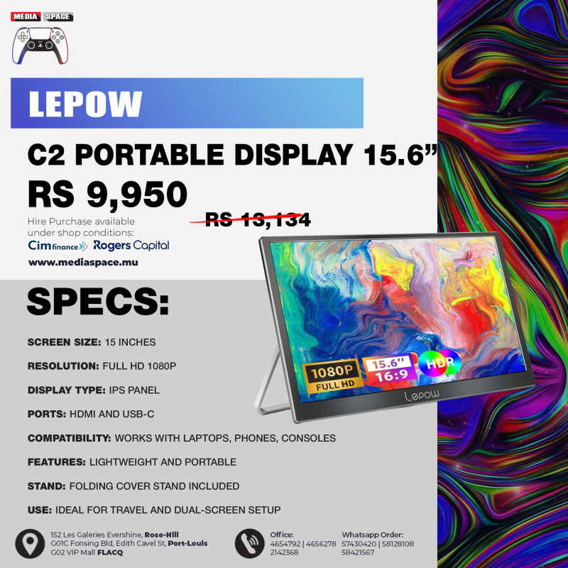 Lepow C2 15.6″ FHD Portable Third Screen – USB-C IPS with Kickstand ...