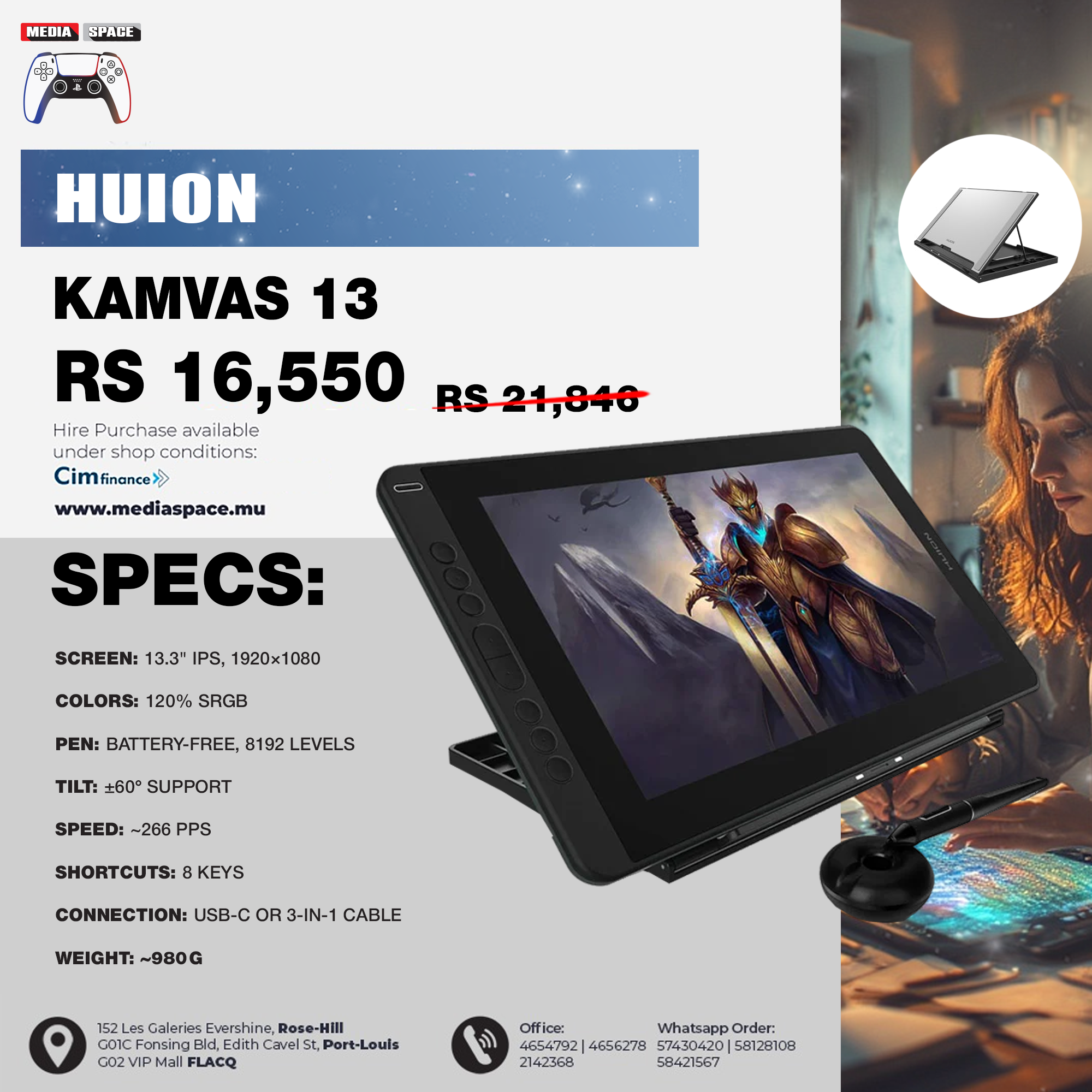 2020 HUION Kamvas 13 Android Support Graphics Drawing Tablet Monitor ...
