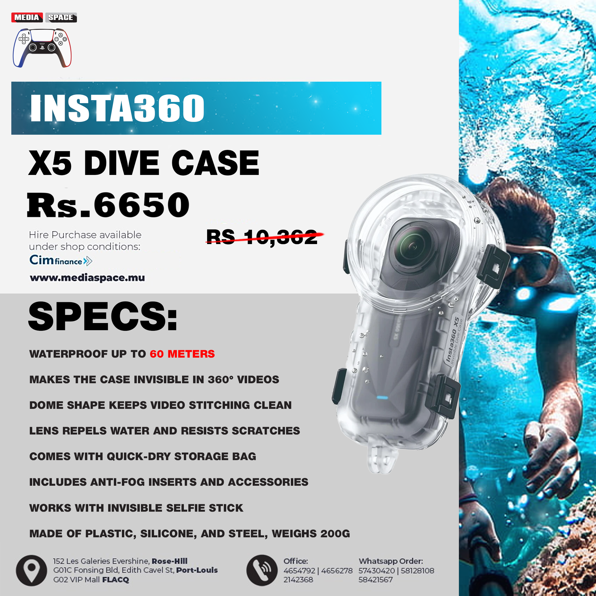 Insta360 X5 Invisible Dive Case - MediaSpace