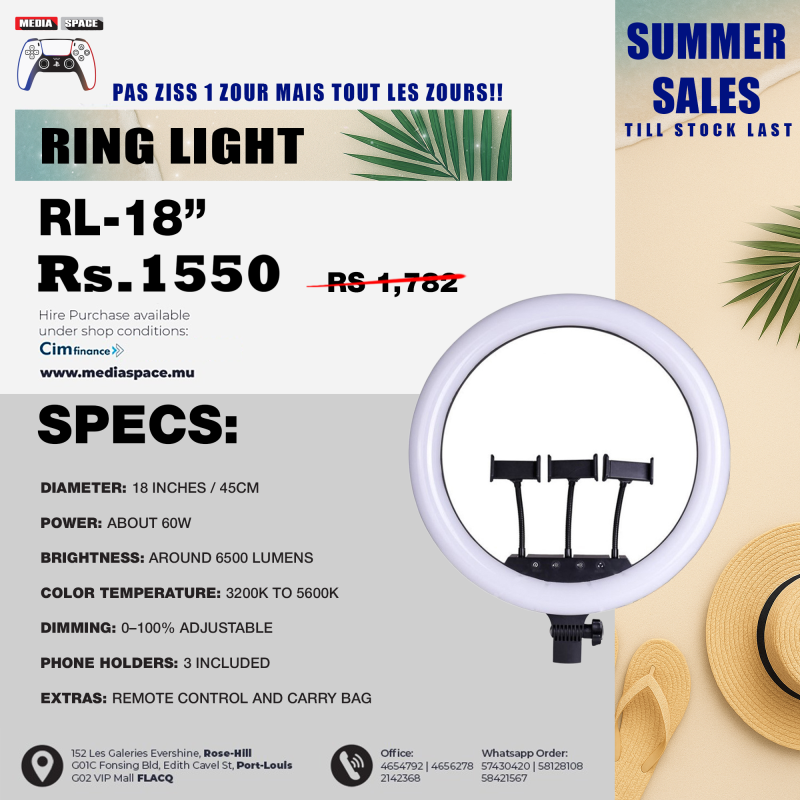 RL-18 LED Soft Ring Light, 3200K-5600K Color Temperature, Adjustable ...