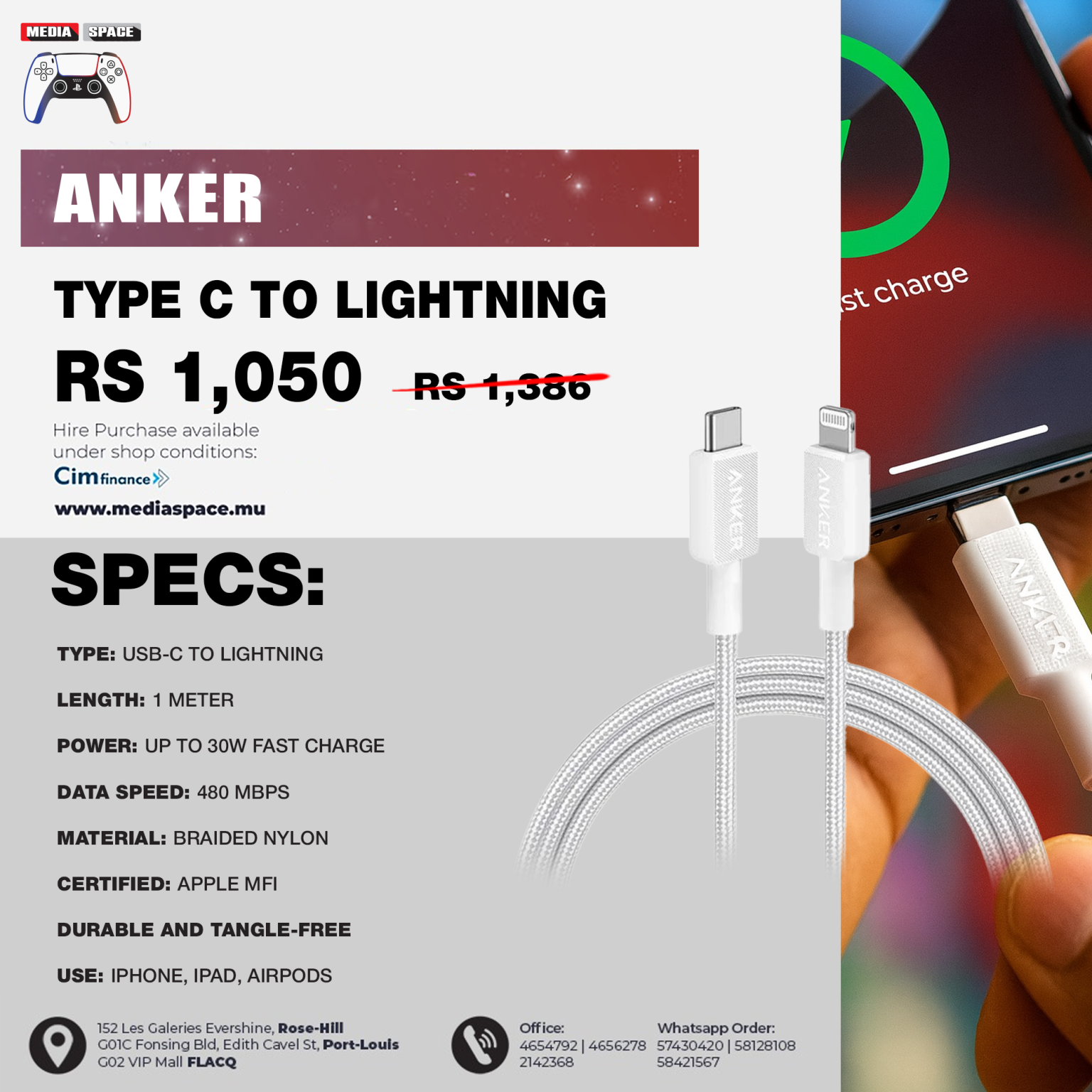 Anker Type C to Lightning - MediaSpace