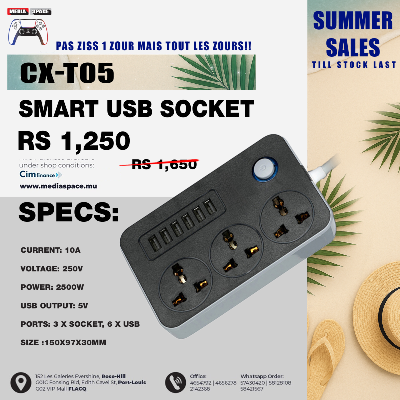 USB extension lead power strip, 6 multi plug charger, 3 way socket ...