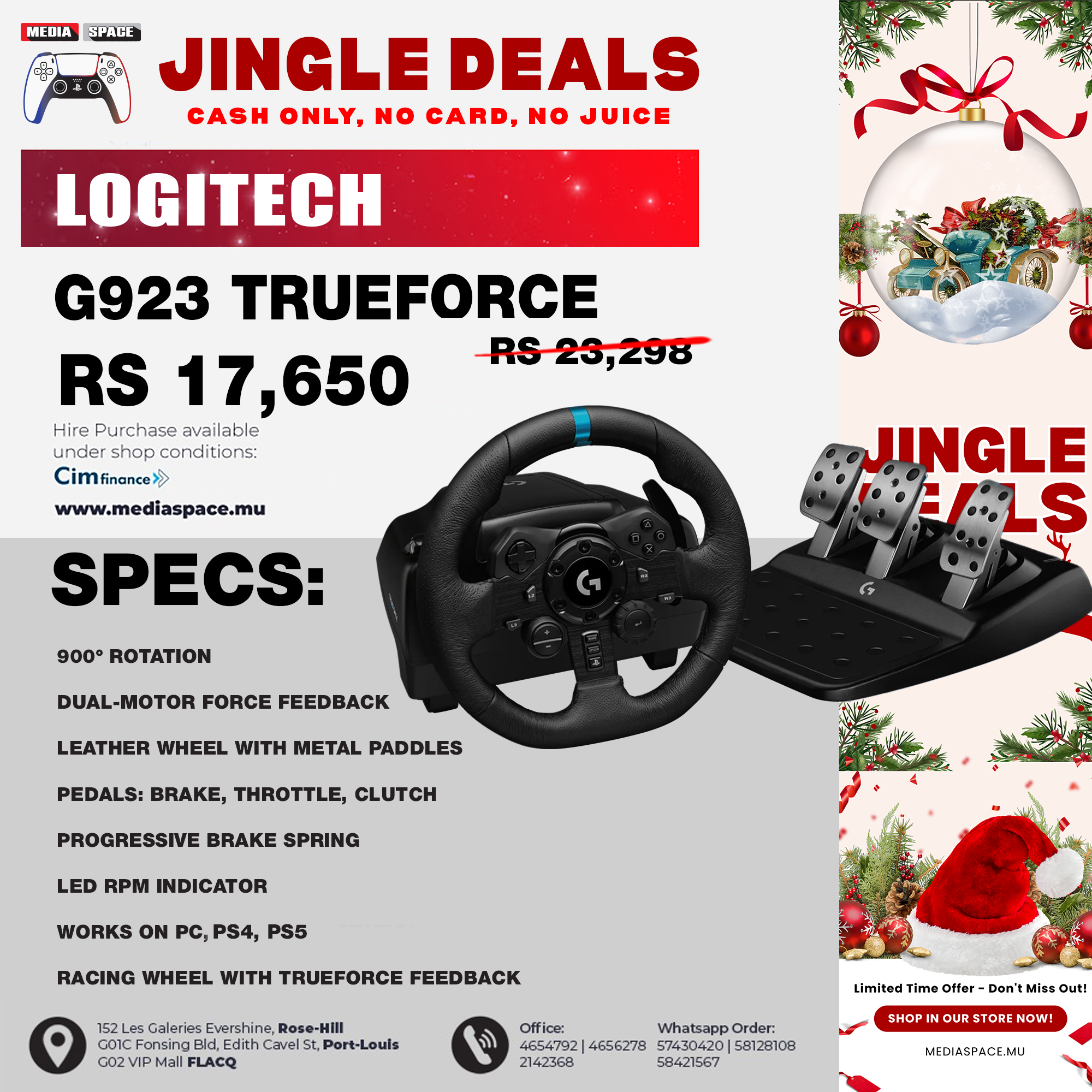 Logitech G923 Racing Wheel and Pedals for SONY PLAYSTATION and PC ...