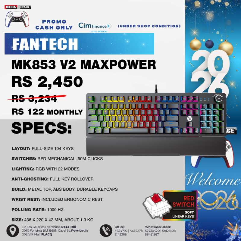 Fantech MK853 Gaming Mechanical Keyboard 104 Keys USB Wired White LED ...