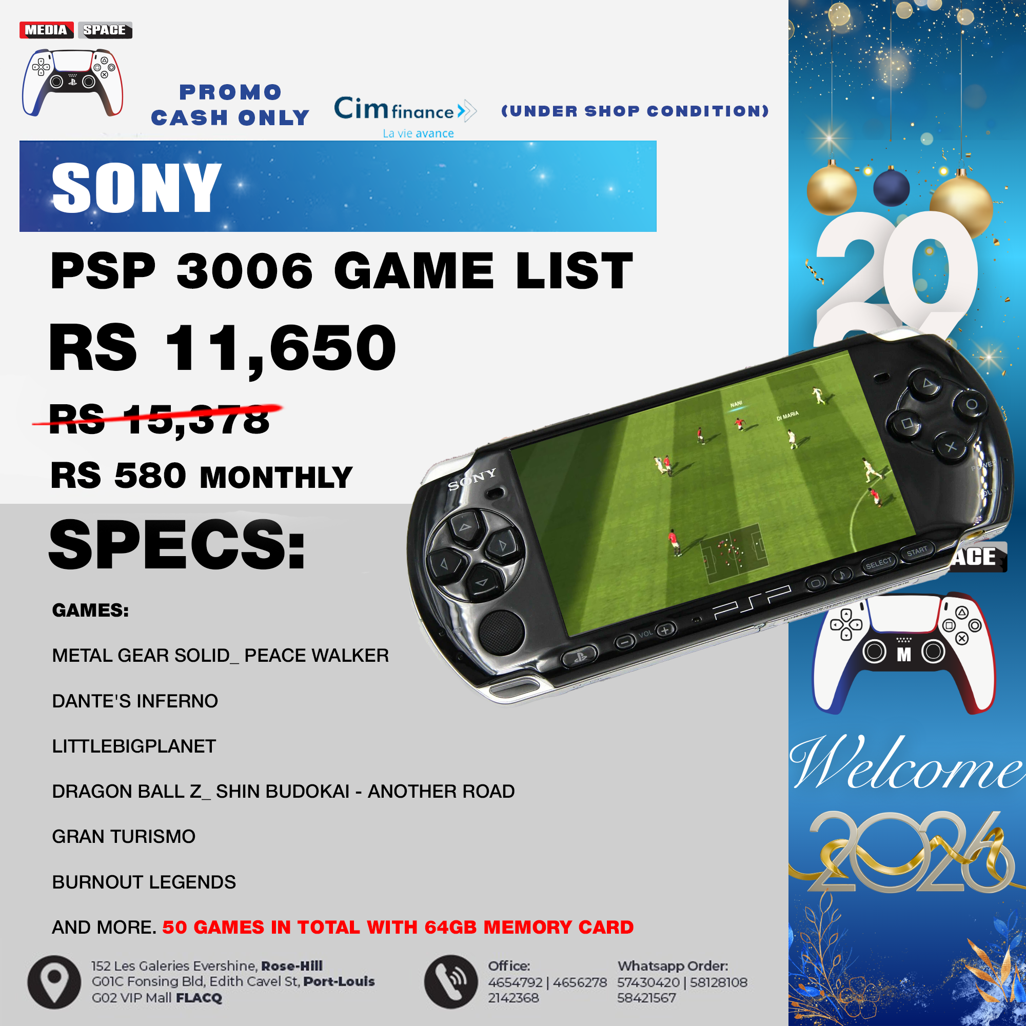 Sony Playstation Portable (PSP) 3006 Series Handheld Gaming Console ...