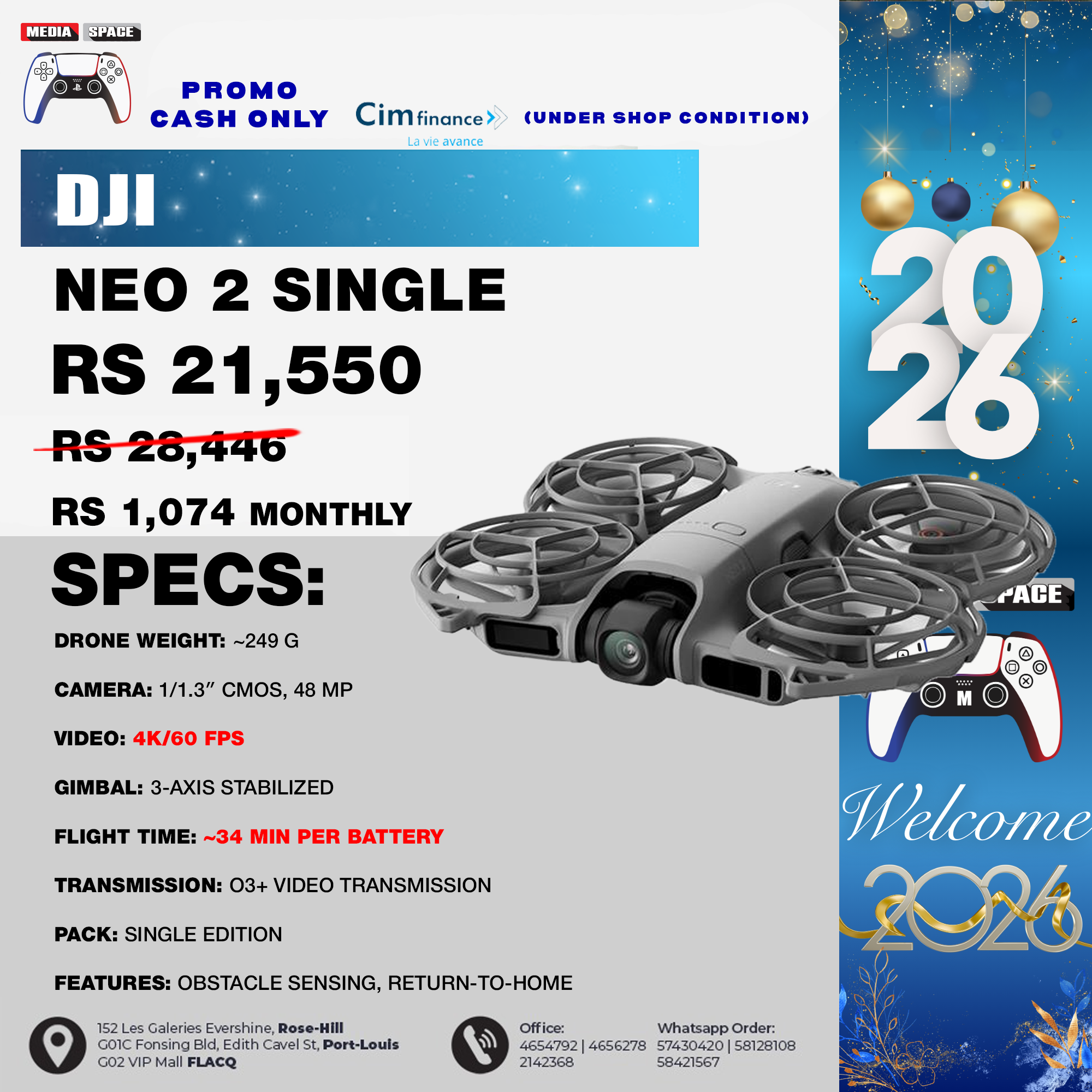 DJI Neo 2 (Drone Only), Lightweight & Foldable 4K Drone With Camera ...